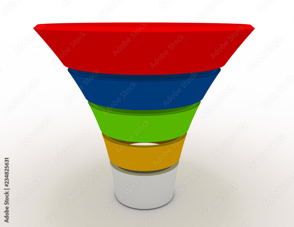 layered funnel chart concept . 3d rendered illustration Stock ...