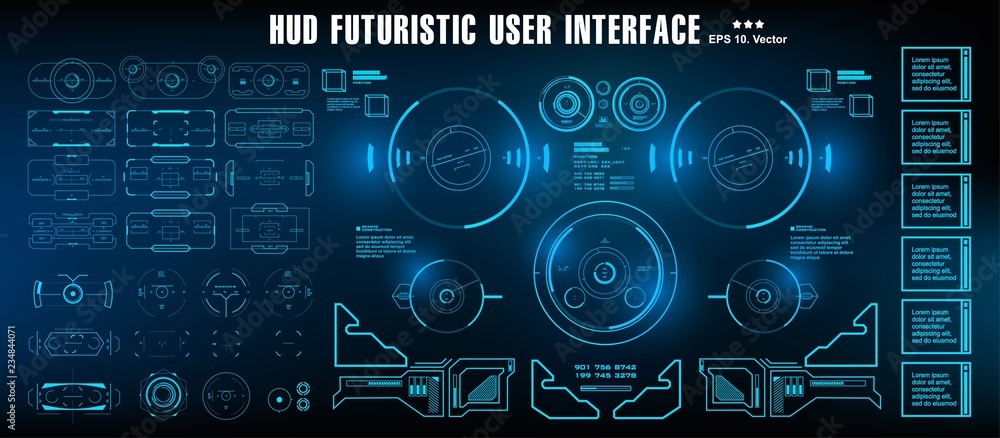 Sci-fi futuristic hud dashboard display virtual reality technology ...