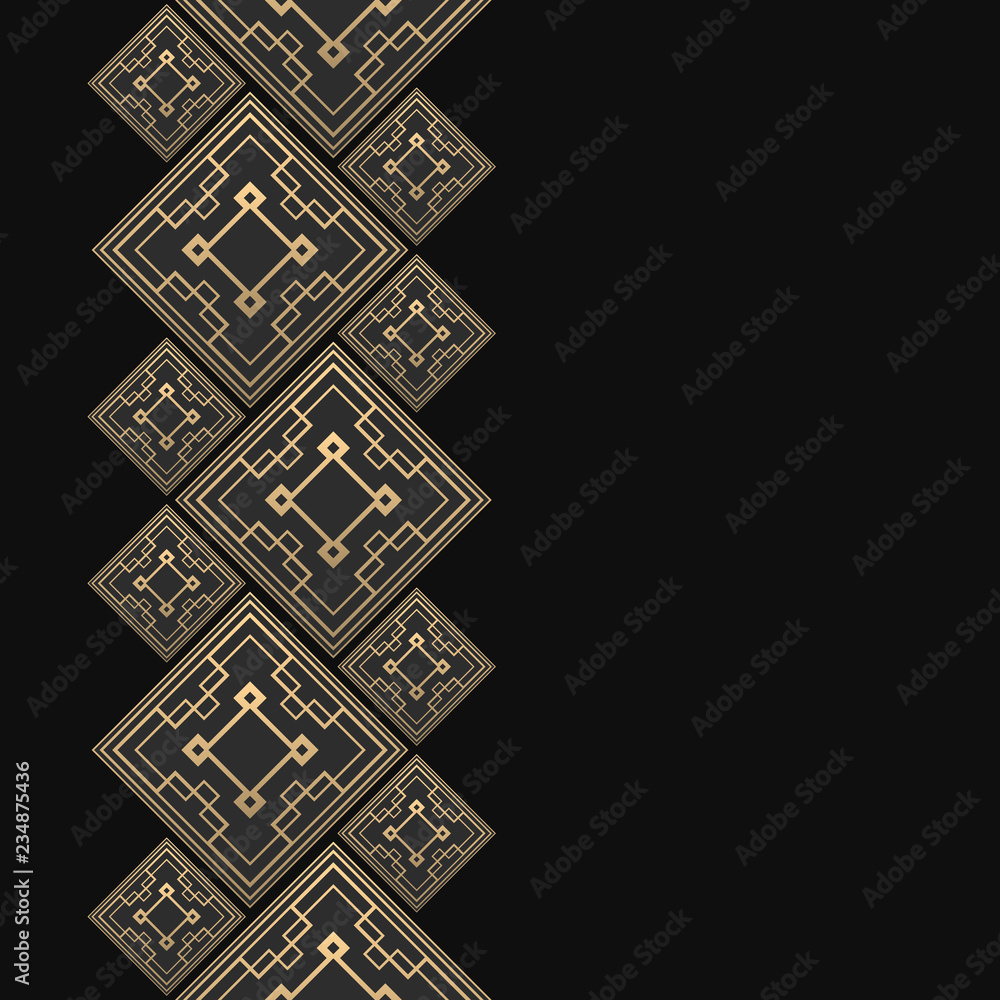 Golden frame in luxury style. Seamless border for design. Black and ...