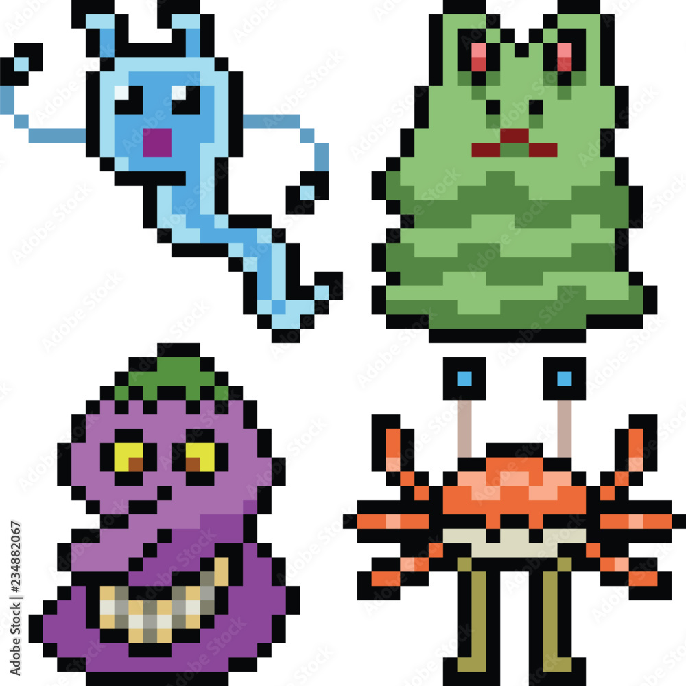 vector pixel art monster icon Stock Vector | Adobe Stock