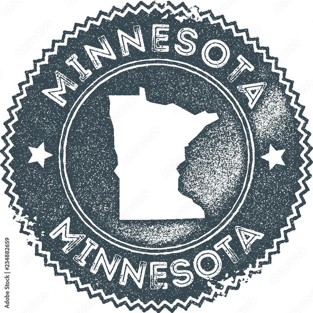 Minnesota map vintage stamp. Retro style handmade label, badge or ...
