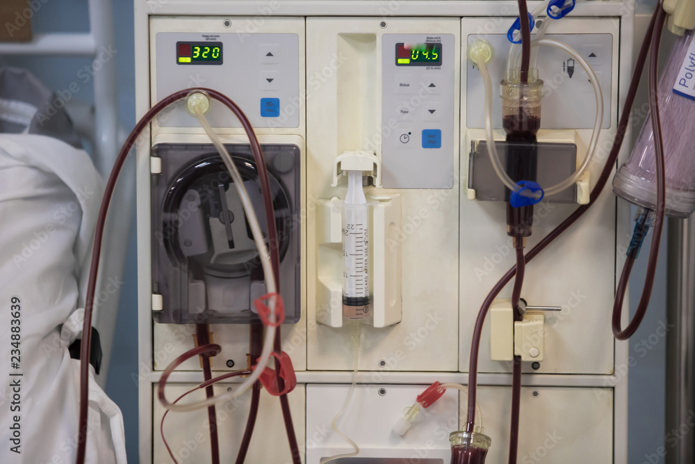 intensive care emergency room with hemodialysis machine (or ...