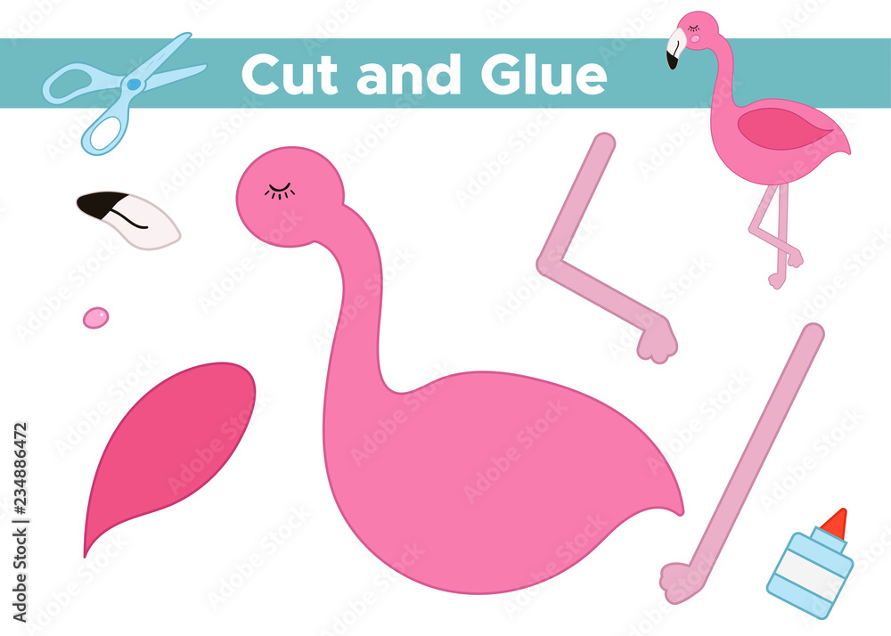 Education paper game for preschool kids. Create the applique cute ...