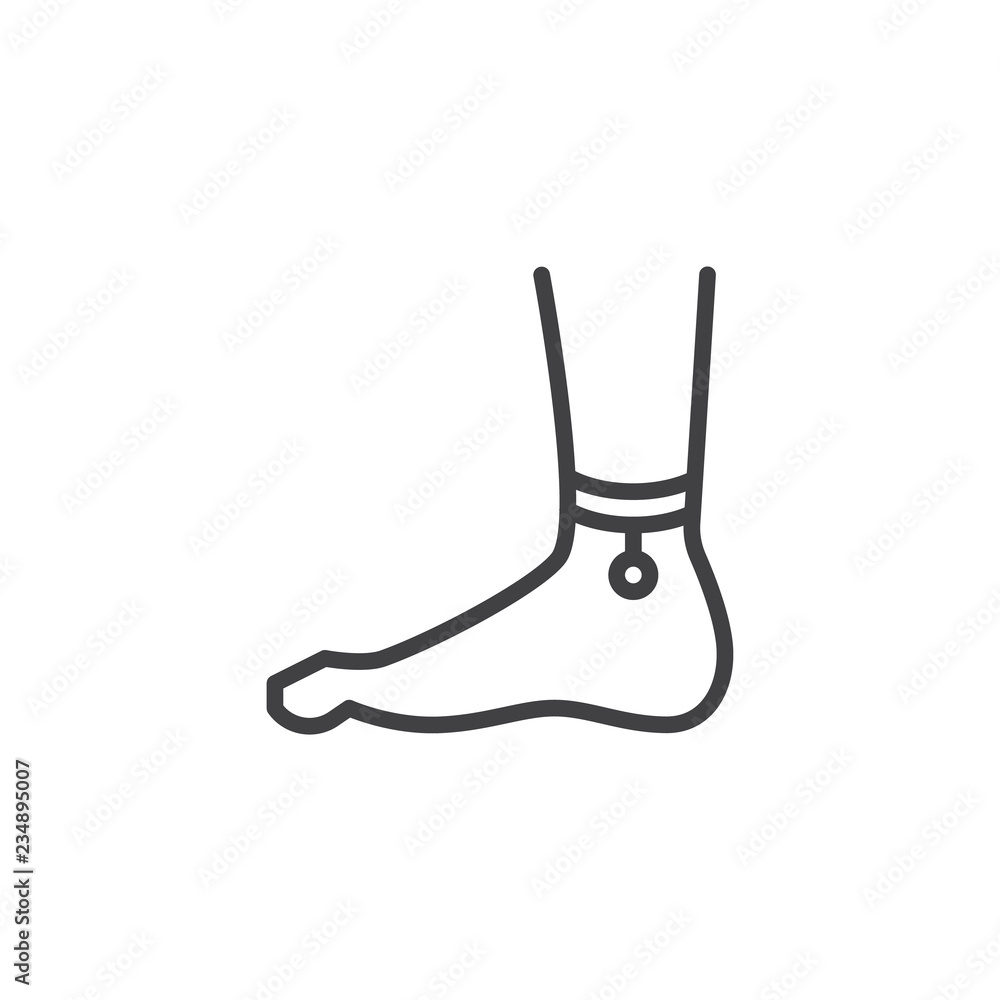 Feet with anklet outline icon. linear style sign for mobile concept and ...