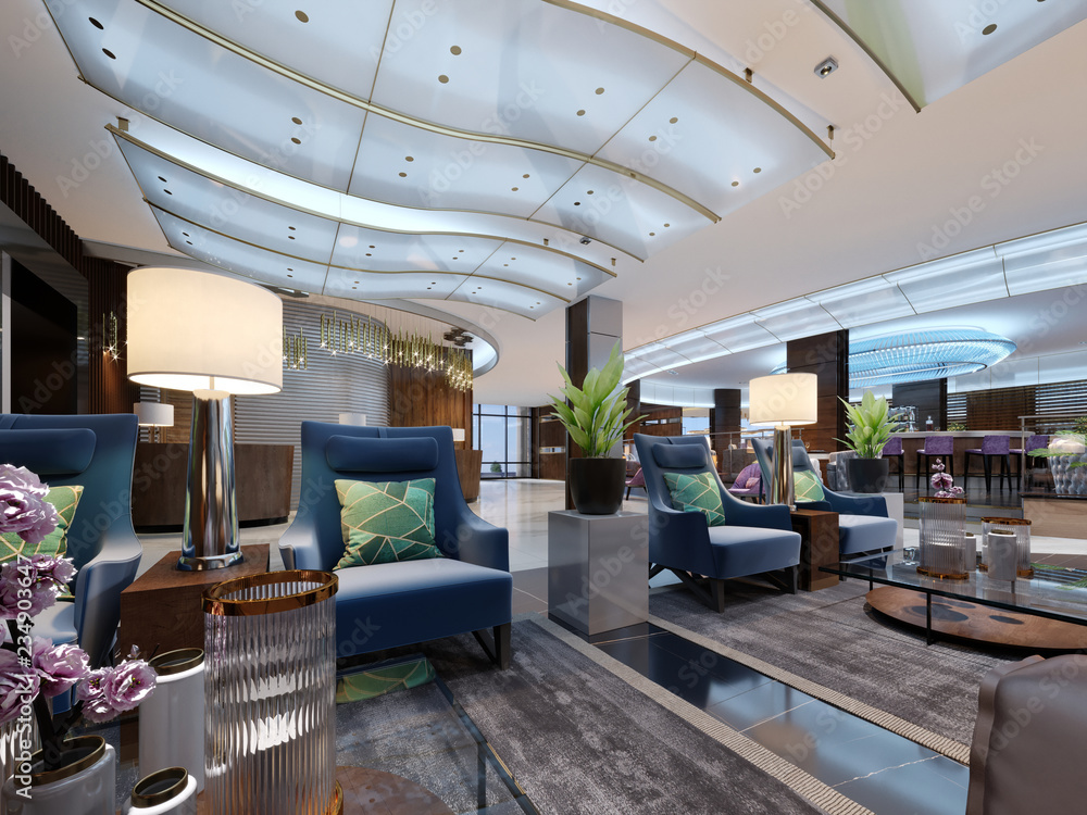Luxurious interior design lounge area of the five stars luxury hotel ...