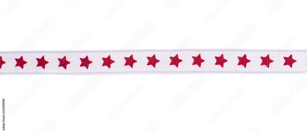 christmas ribbon with red stars in a row isolated on white Stock Photo ...