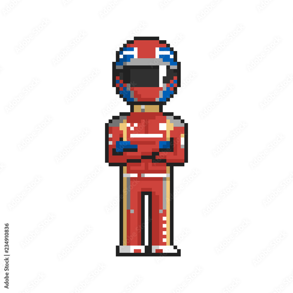 Racer pixel art on white background. Vector illustration. Stock Vector ...