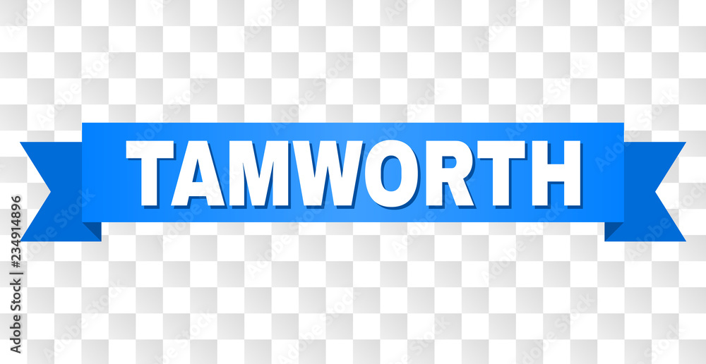 TAMWORTH text on a ribbon. Designed with white caption and blue stripe ...