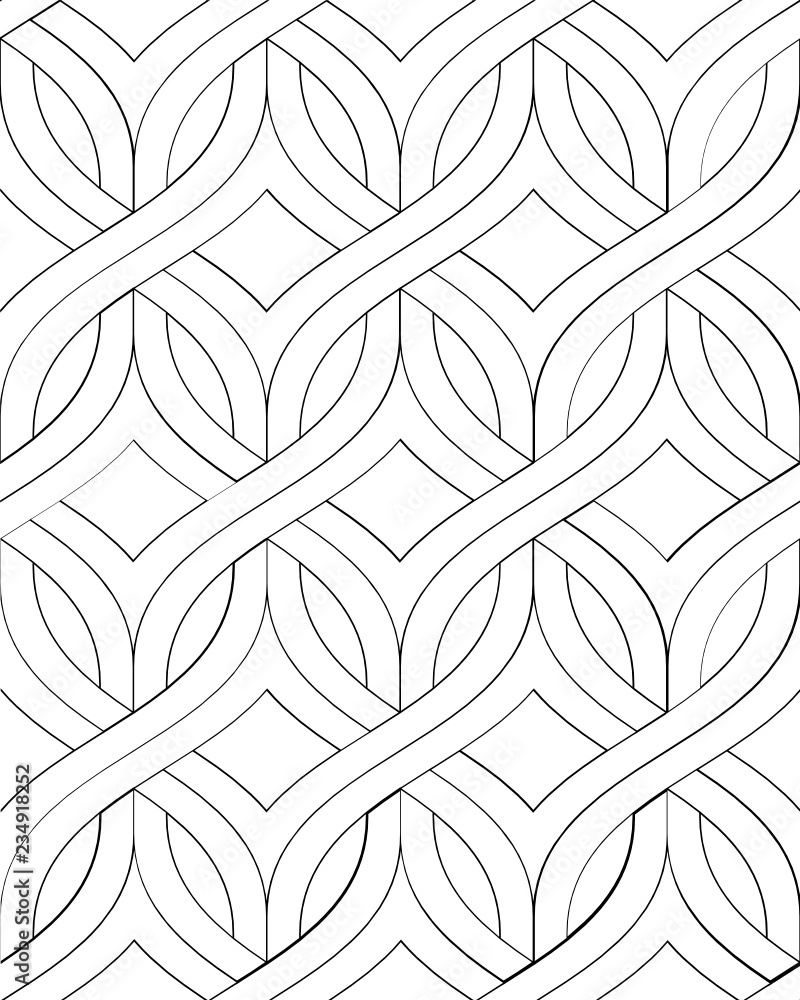 Vector seamless texture. Modern geometric background. Grid with curly ...
