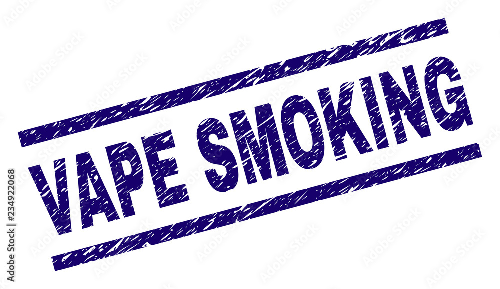 VAPE SMOKING seal print with distress style. Blue vector rubber print ...