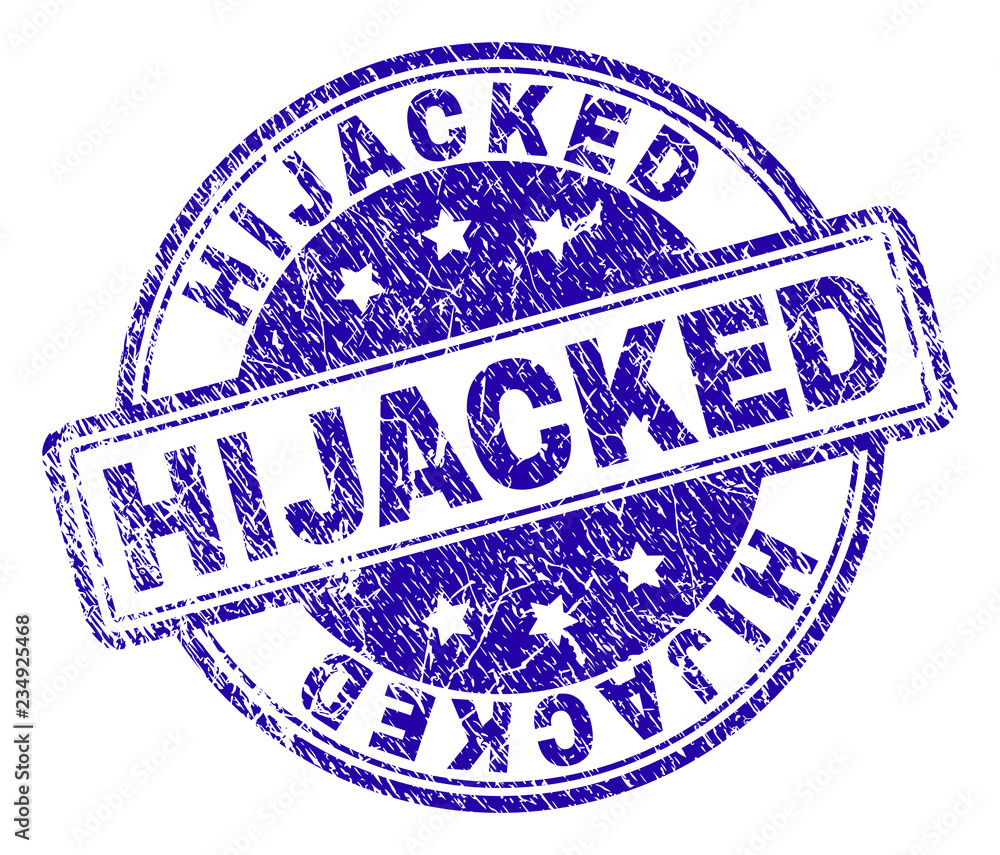 HIJACKED stamp seal watermark with grunge texture. Designed with ...