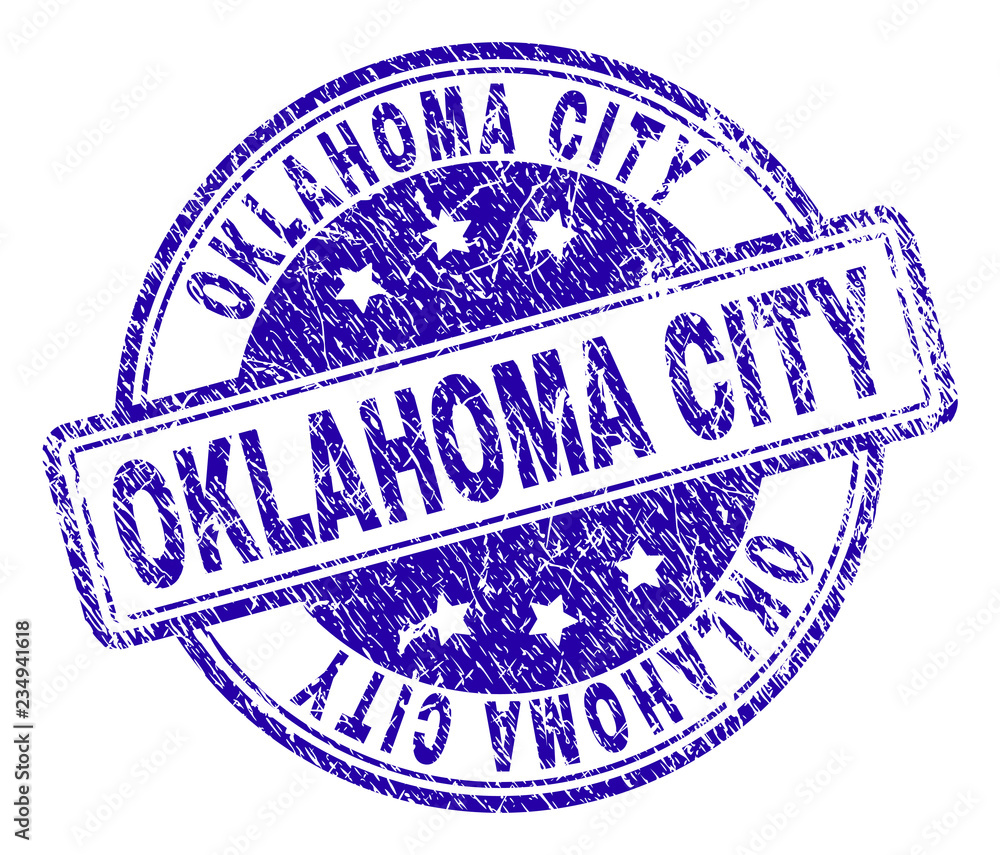 OKLAHOMA CITY stamp seal watermark with distress texture. Designed with ...