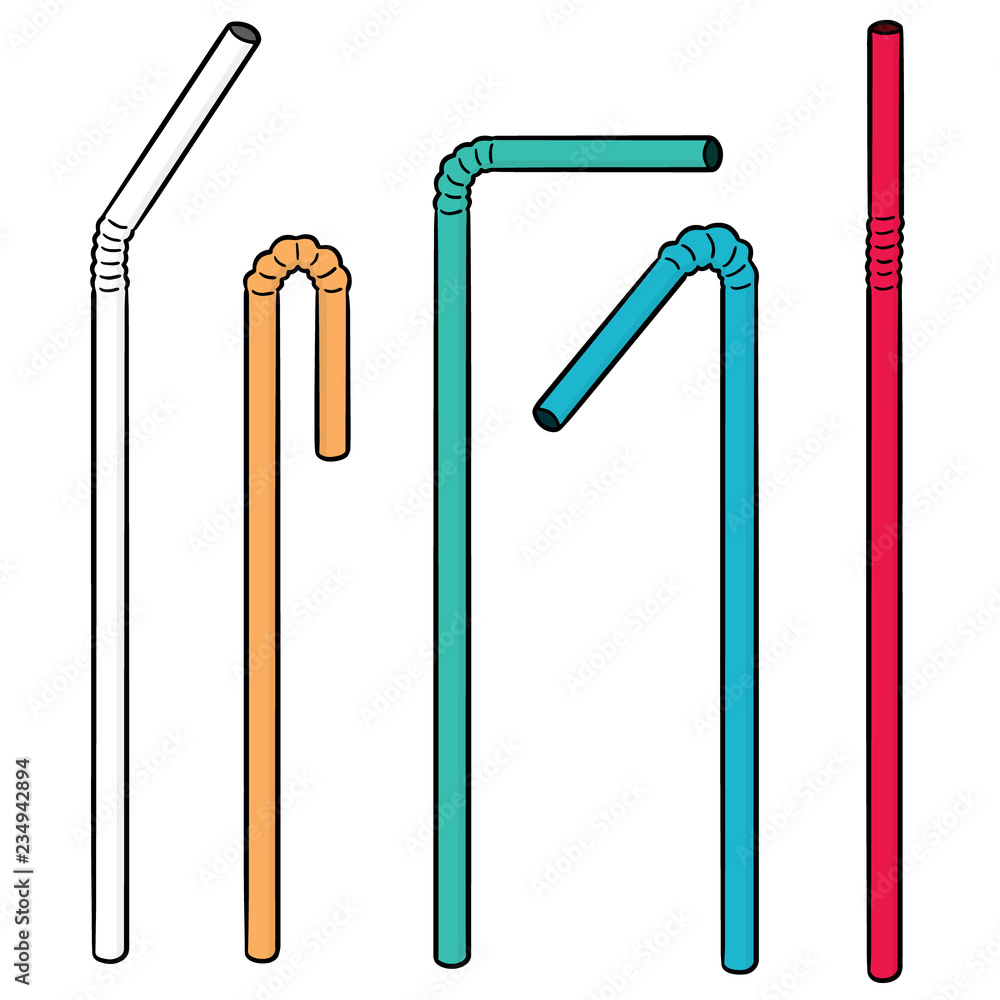 vector set of straw Stock Vector | Adobe Stock