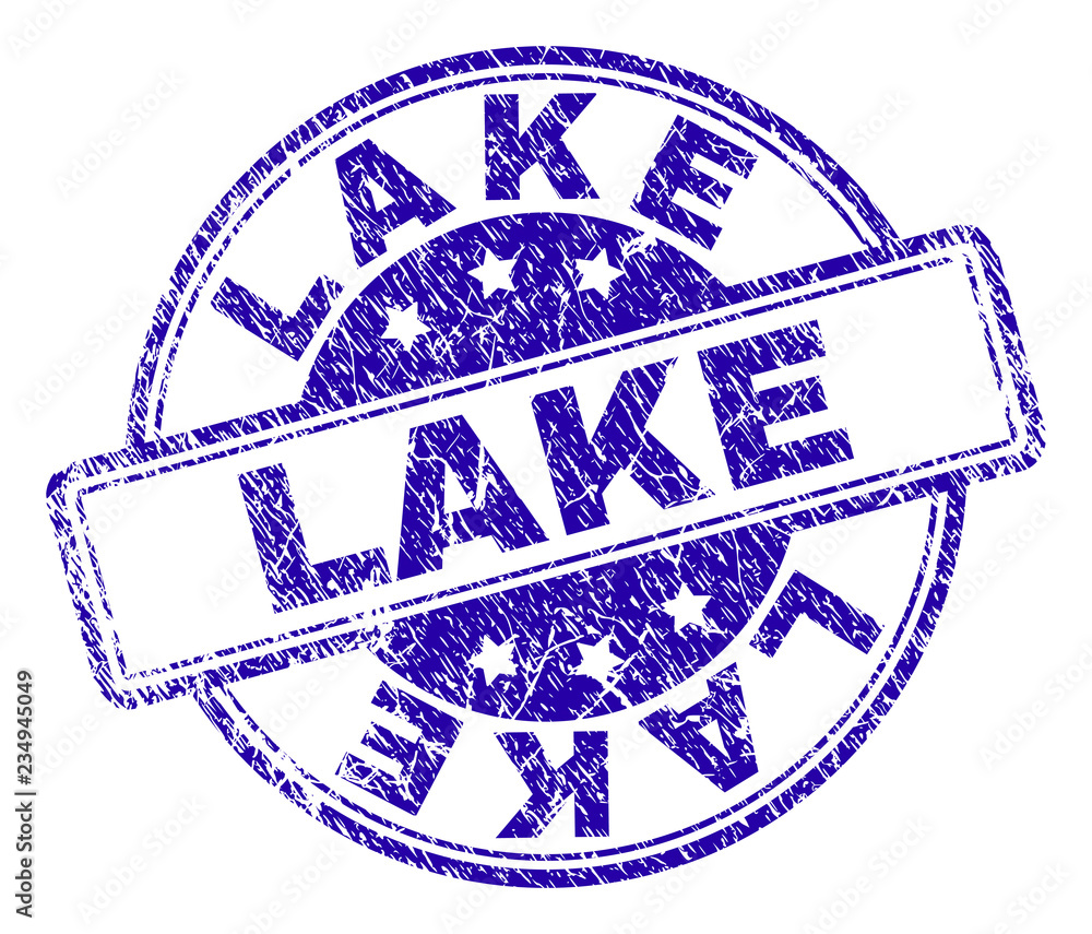 LAKE stamp seal watermark with grunge texture. Designed with rounded ...