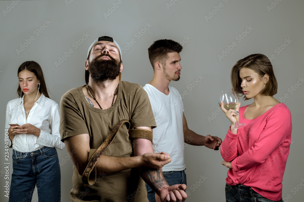 Foto de Stop drug addiction. Drugs Effects on the Body. Addictive group ...