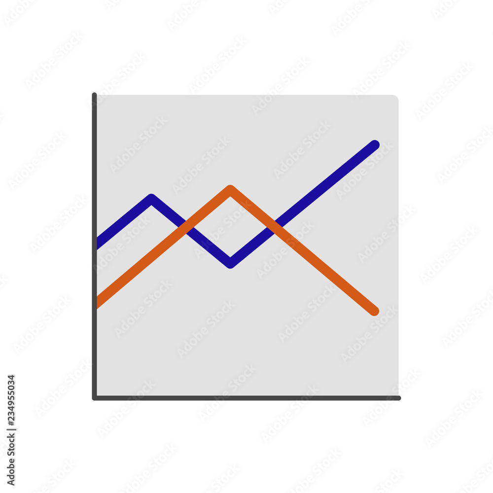 Vector line chart icon with blue and orange values on grey area Stock ...