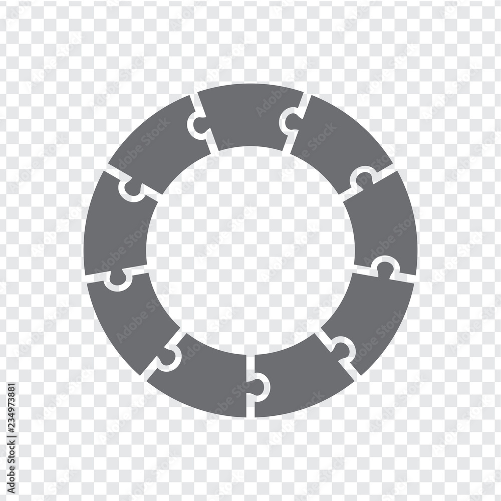 Simple icon circle puzzle in gray. Simple icon circle puzzle of the ...