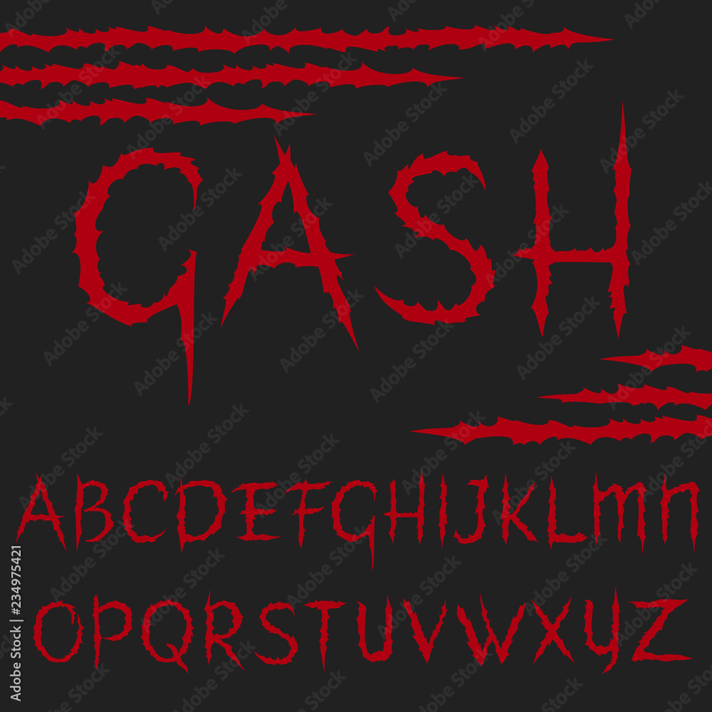 Claw scratches alphabet. Vector illustration Stock Vector | Adobe Stock