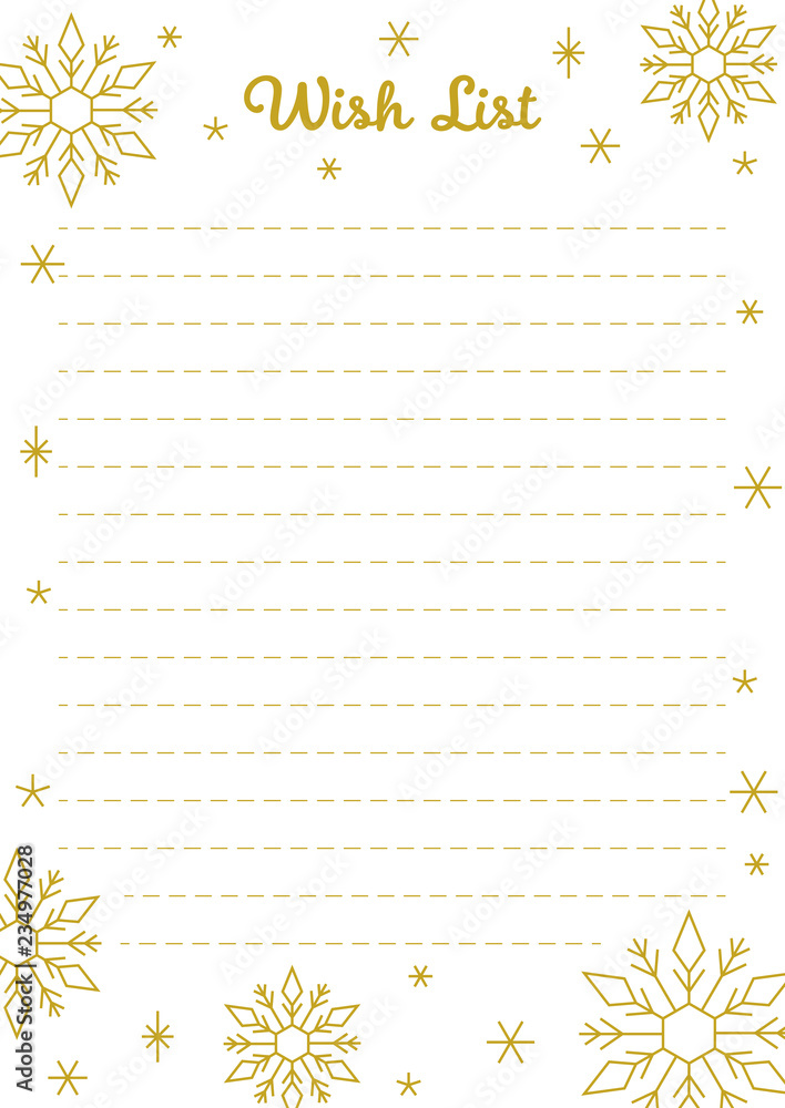 Christmas wish list, printable, golden lettering and geometric ...