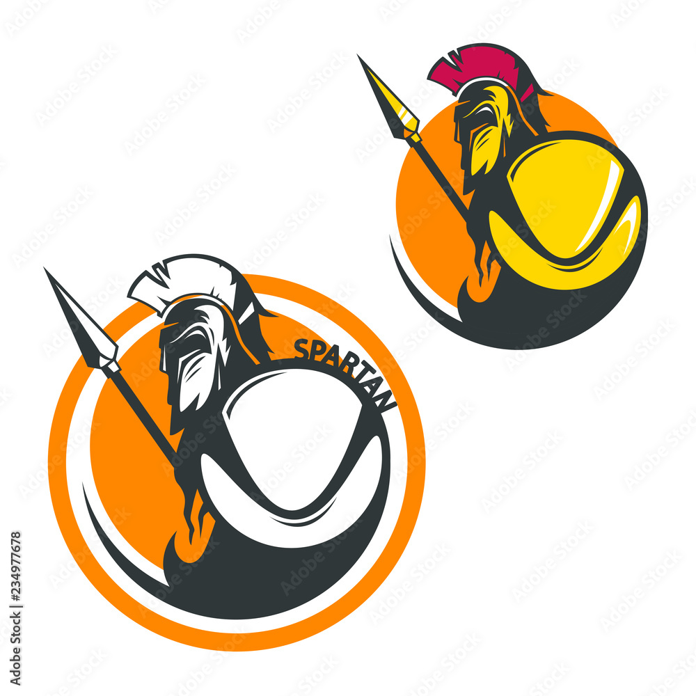Two version of logotype or emblem for Spartans, vector illustration ...