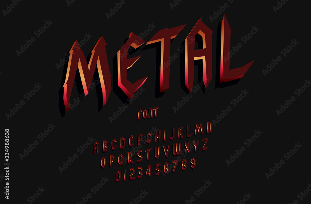 Metal font. Vector illustration Stock Vector | Adobe Stock