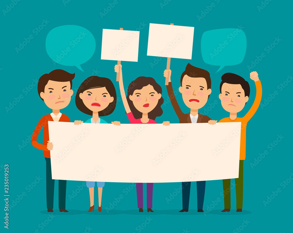 Crowd of people protesting. Protest, outcry, deprecation concept ...