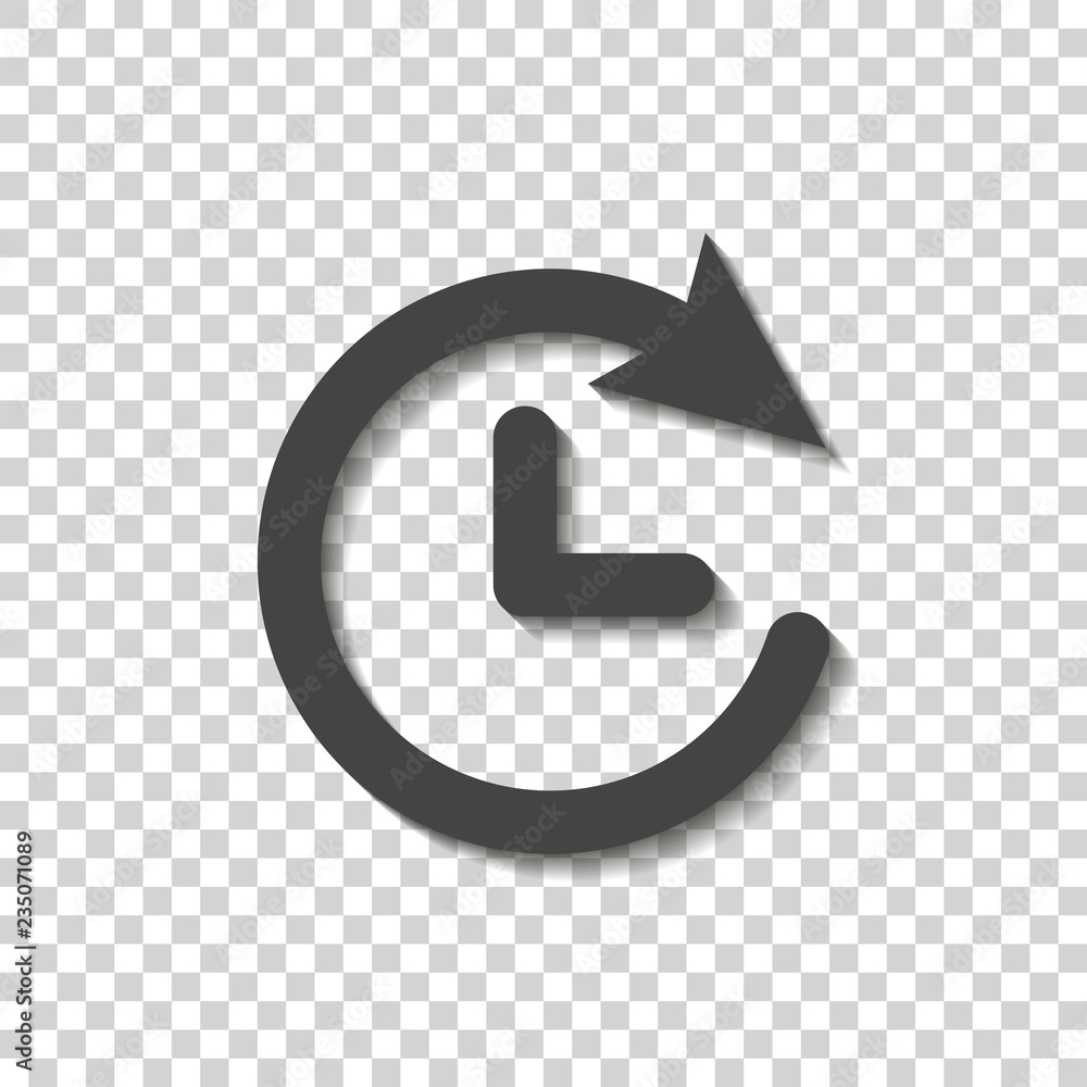 Clock icon on transparent background. Flat image clock with shadow ...