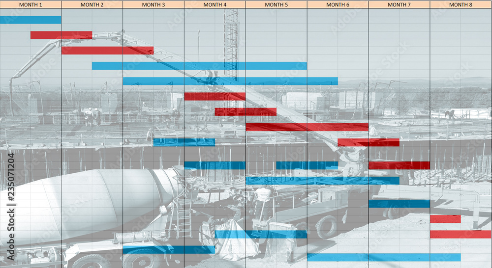 time chart gantt diagram over building construction image Stock Photo ...