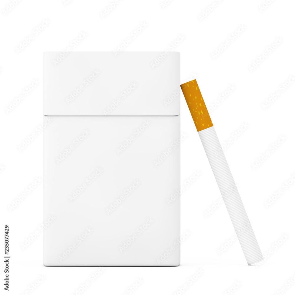 Cigarette near Mockup Blank Cigarettes Pack. 3d Rendering Stock ...