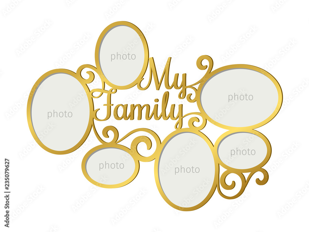 Family photo frame. Laser cutting family photoframe template with ...