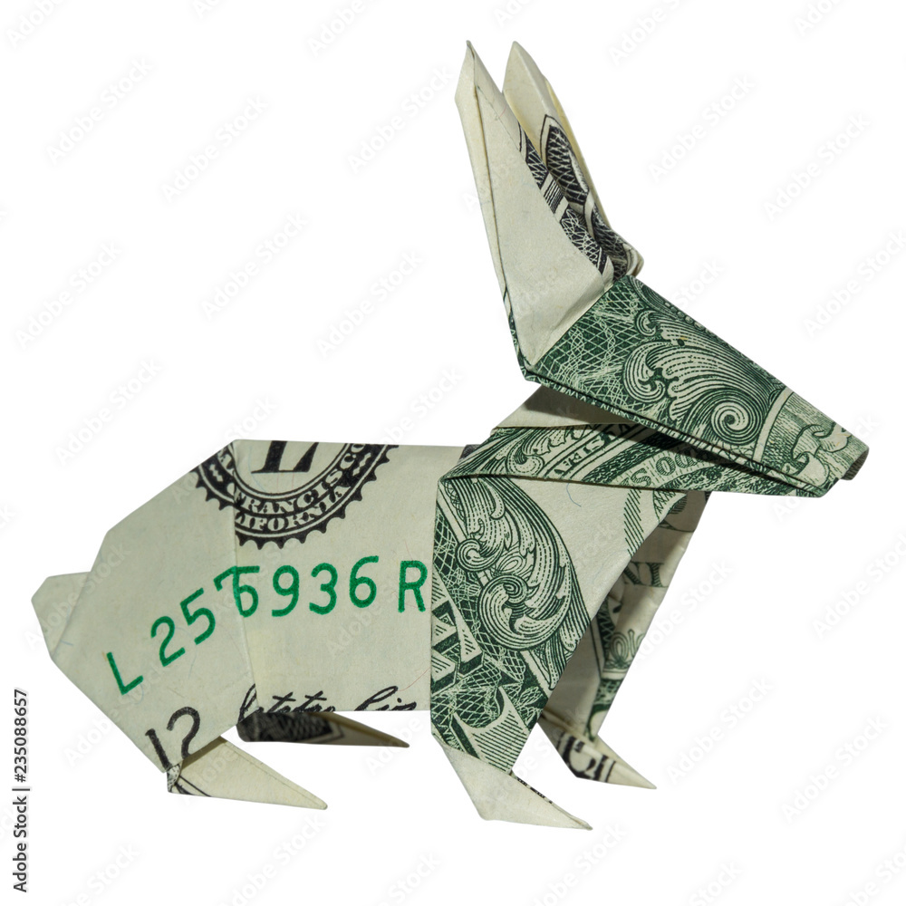Money RABBIT Origami Easter Bunny Folded Hare Real One Dollar Bill ...