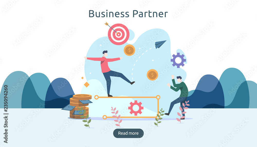 Business partnership relation concept idea with tiny people character ...