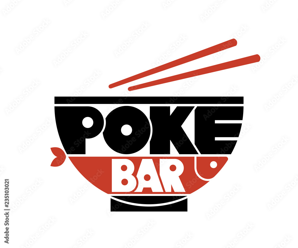 Poke Bar Hawaiian Cuisine Restaurant Healthy Food Fish Menu Logo ...