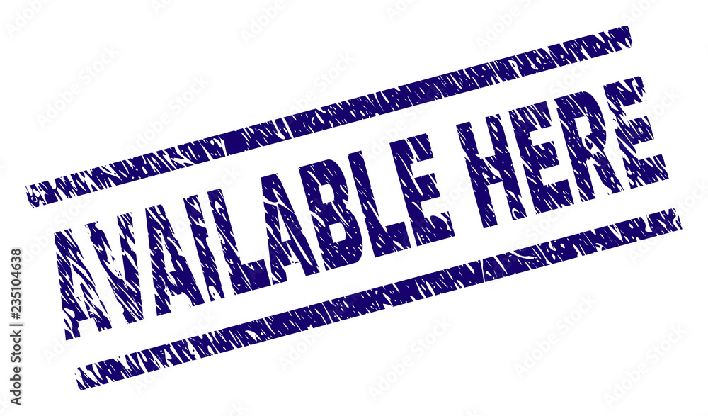 Vetor do Stock: AVAILABLE HERE seal print with grunge style. Blue ...