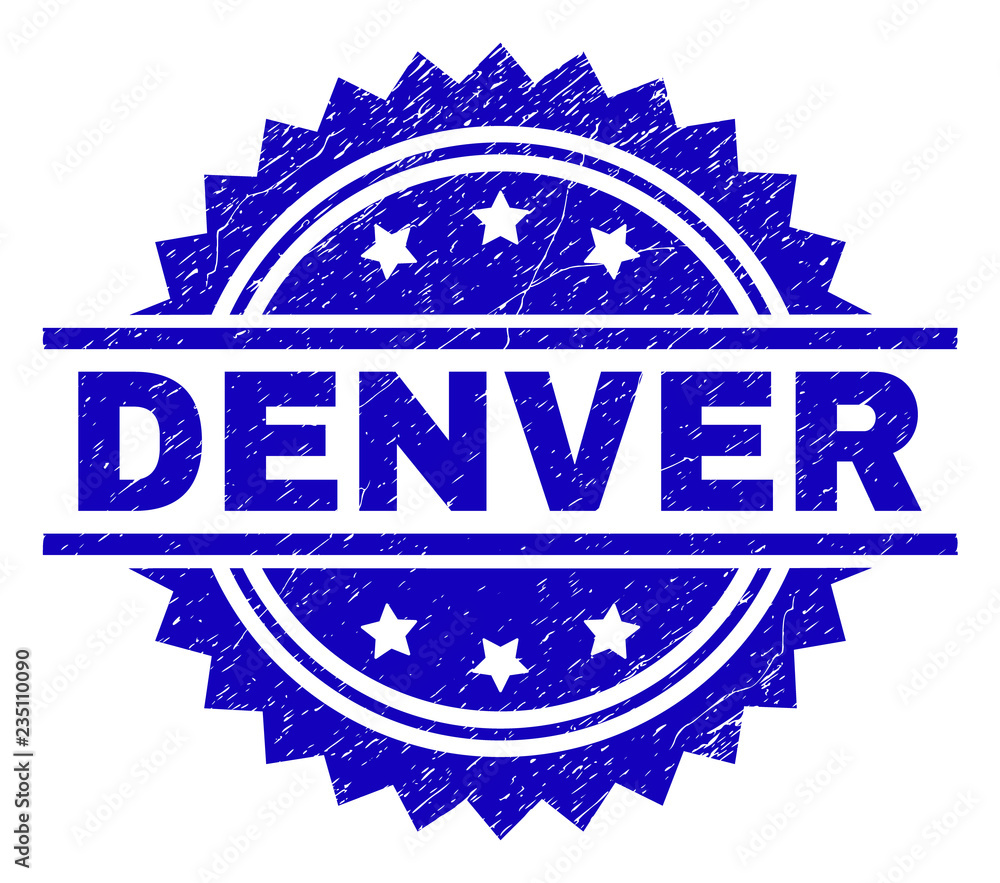 DENVER stamp seal watermark with distress style. Blue vector rubber ...