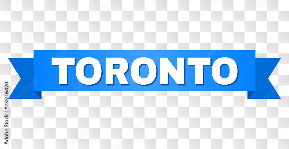 TORONTO text on a ribbon. Designed with white caption and blue stripe ...