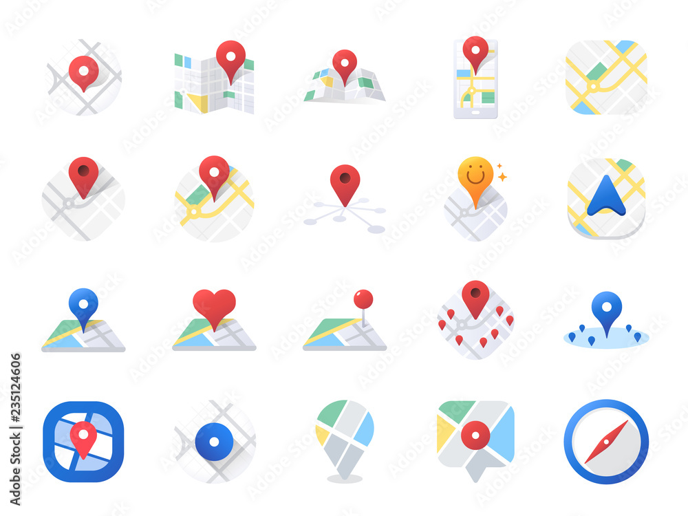 Map icon set. Included the icons as location, area, navigation ...