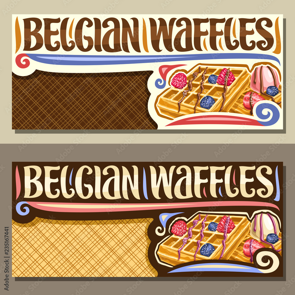 Vetor de Vector banners for Belgian Waffles with copy space, leaflets ...