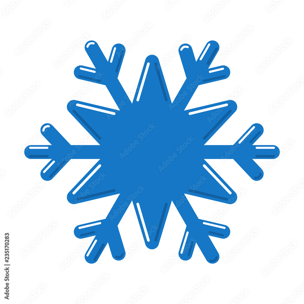 Snowflake blue icon. Cartoon snow flake sign isolated on white ...