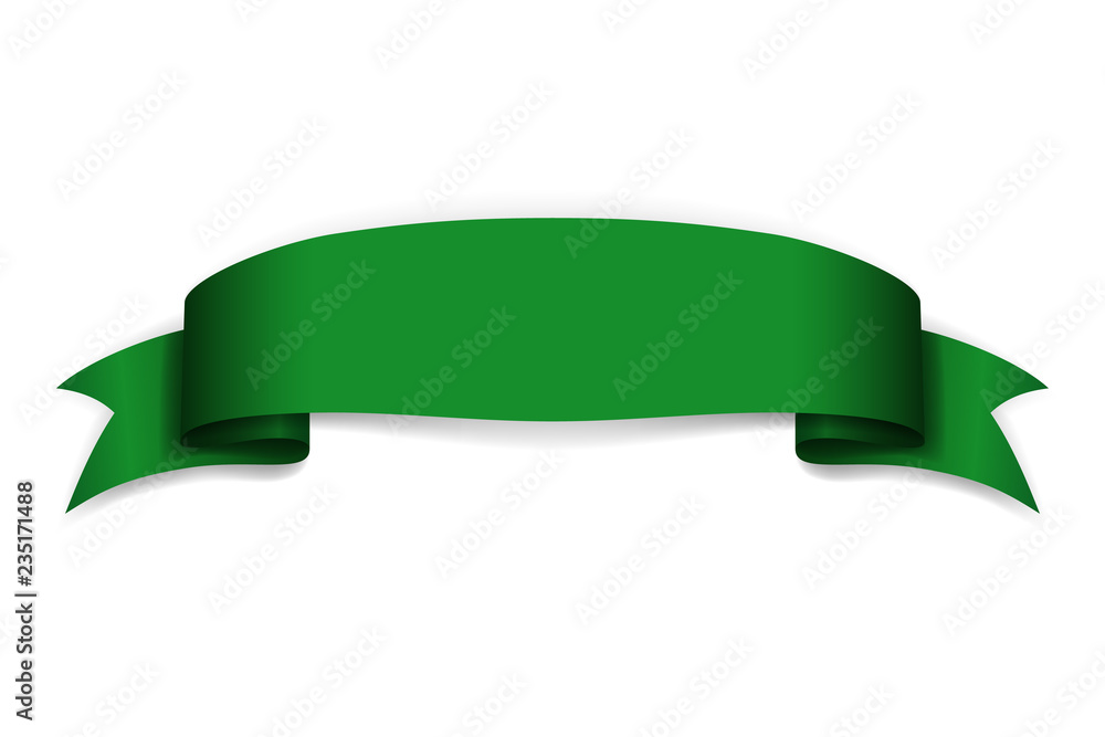 Green ribbon banner. Satin blank. Design label scroll ribbon bow blank ...