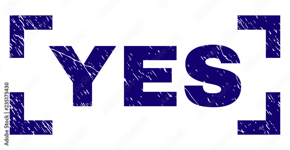 YES text seal watermark with distress texture. Text title is placed ...