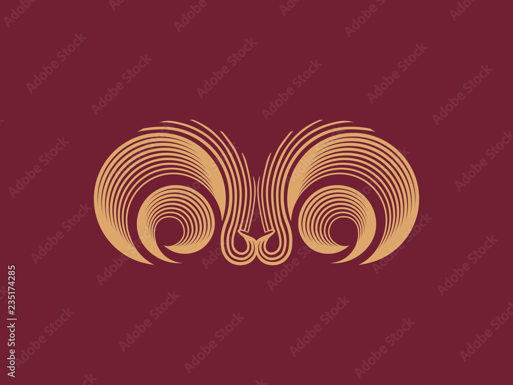 Merino sheep logo. Vector ram illustration. 100% natural wool product ...