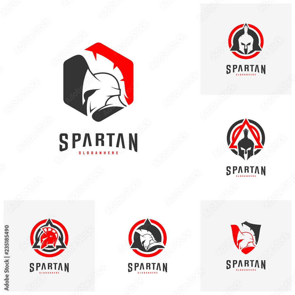 Set of Spartan Logo design vector illustration . Spartan Helmet Logo ...