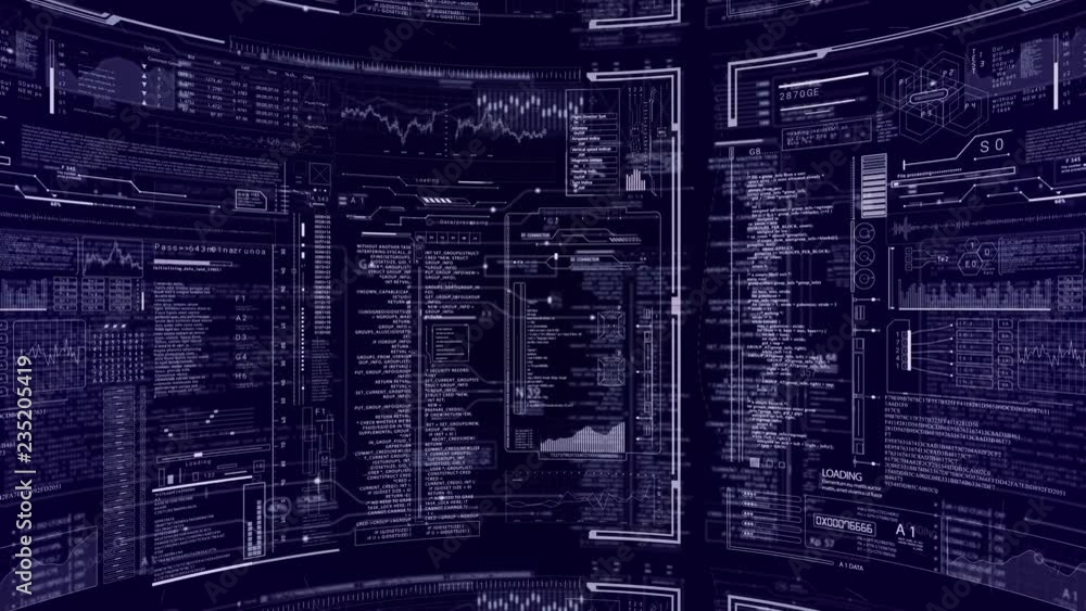 HUD seamless loop in curved screen.Rotating around seamlessly ...