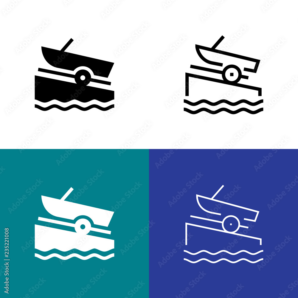 Boat Ramp Icon Set Stock Vector | Adobe Stock