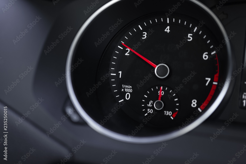 A Modern Car odometer Cluster with LCD Multifunction Display. Meter at ...