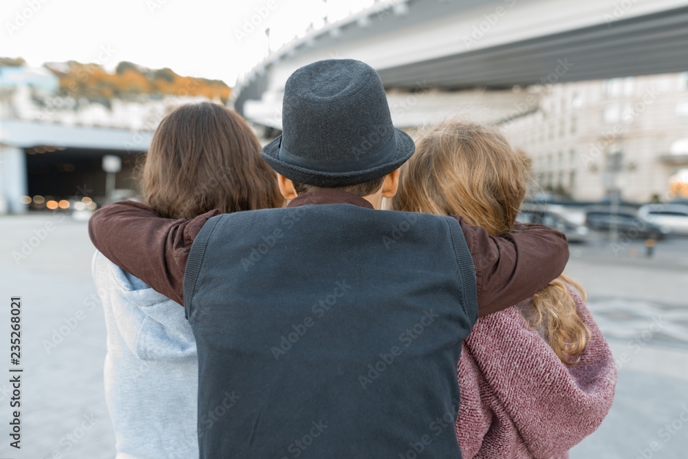 Two Teenage Boys Hugging