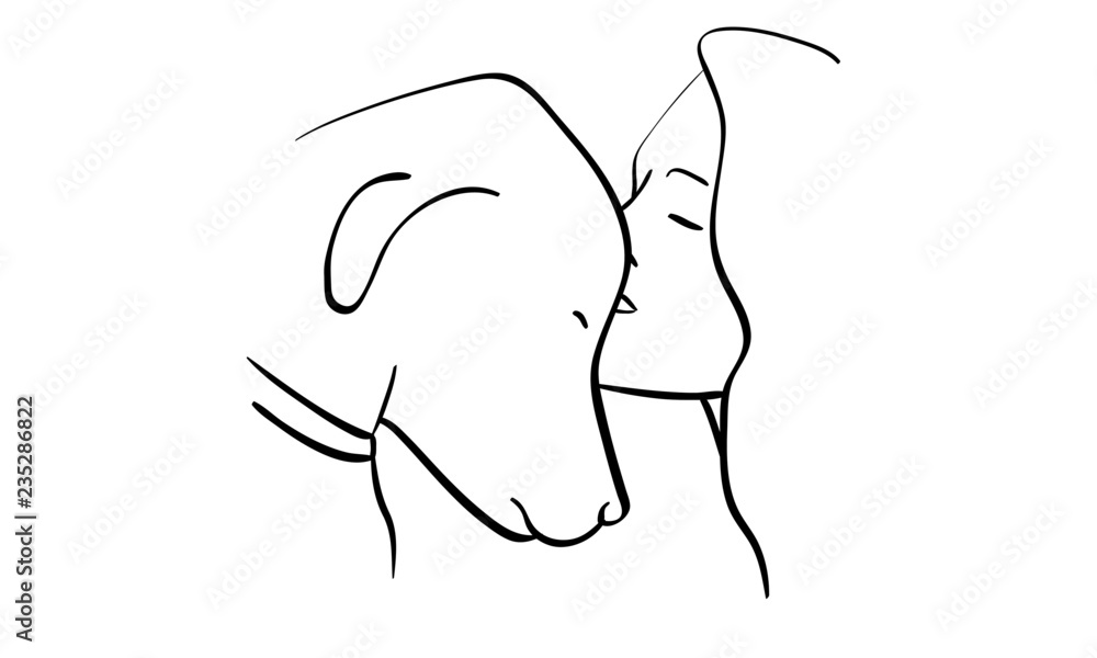 dog, animal, vector, woman, illustration, pet, cartoon, girl, hug ...