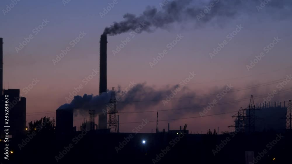 Factory Pipe And Smoke. Environmental pollution Stock Video | Adobe Stock