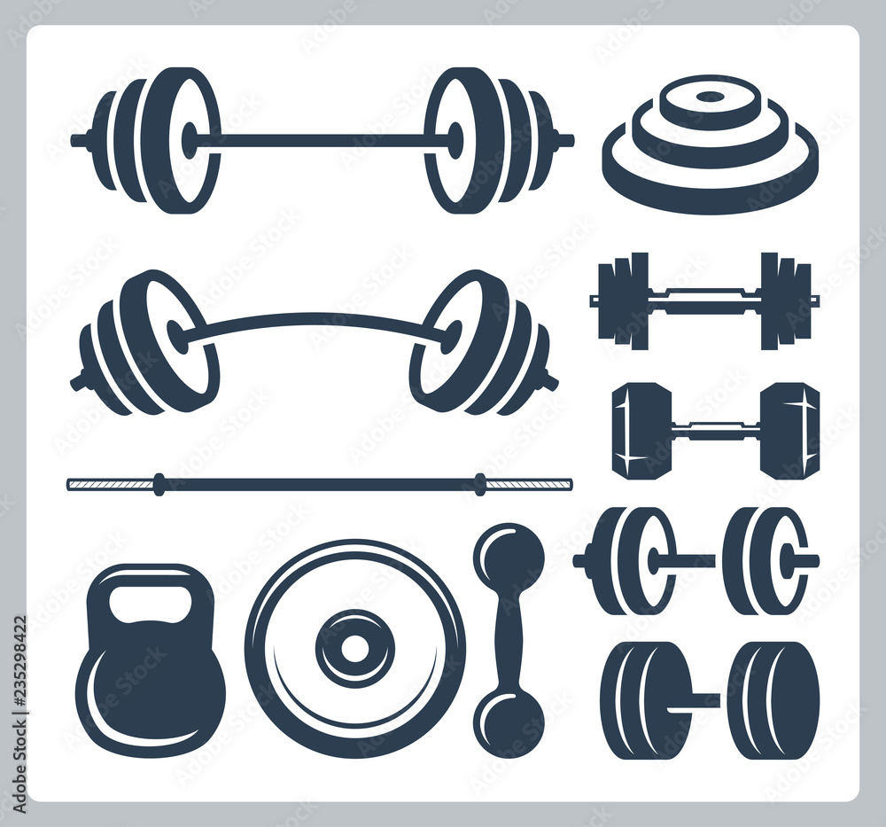 Set of sport weights for bodybuilding, fitness and weightlifting Stock ...